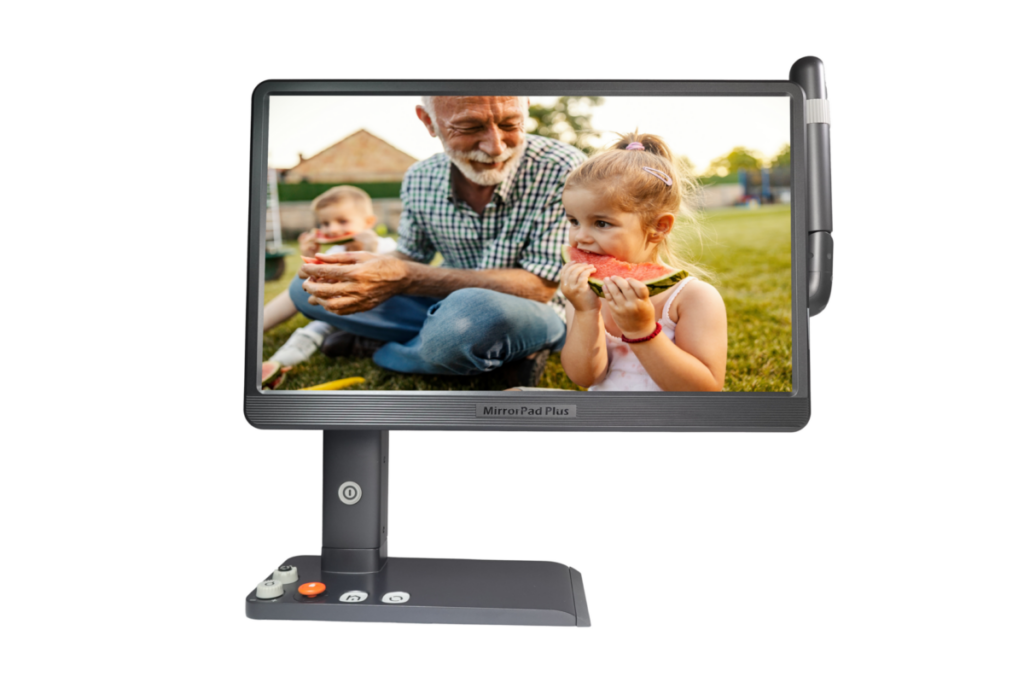 MirrorPad Plus Desktop Magnifier With Carrying Case - New England Low Vision